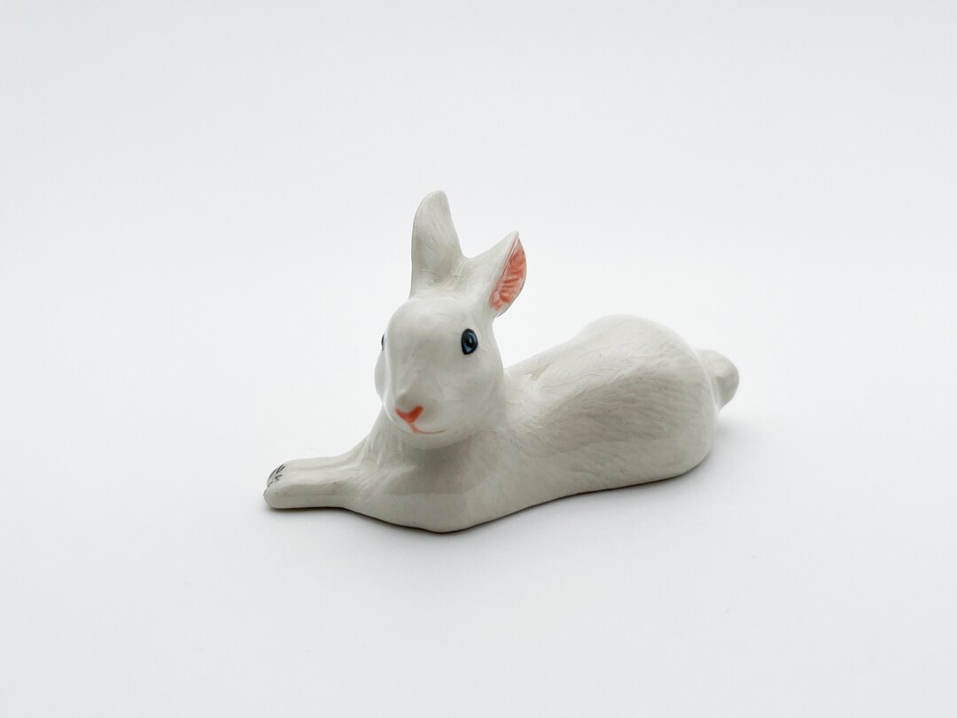 Charming Handmade Ceramic White Rabbit Figurine Perfect for Collectors ...