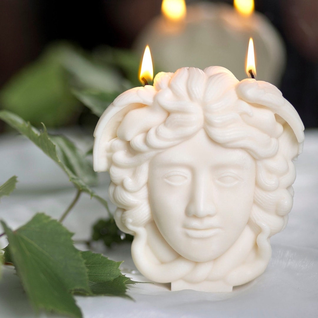 Medusa Head Soy Candle, Greek Sculpture Candle for Home, Mythology ...