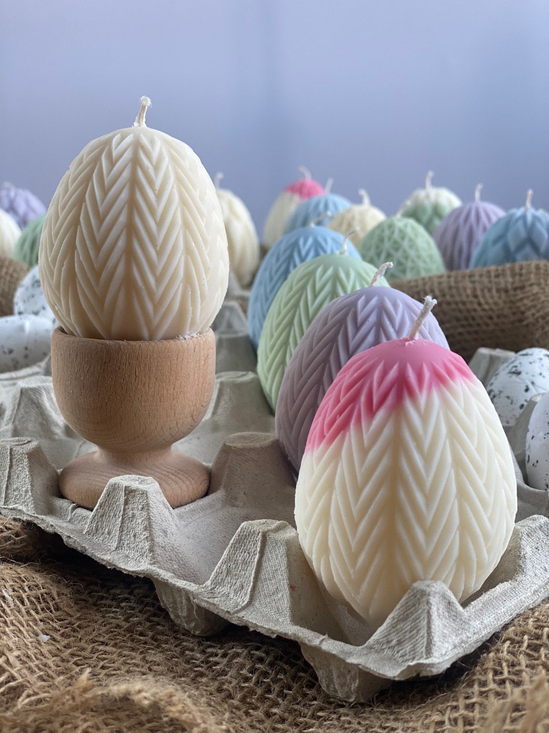 Easter Egg Candle Herringbone Pattern, Easter Home Decoration, Home ...
