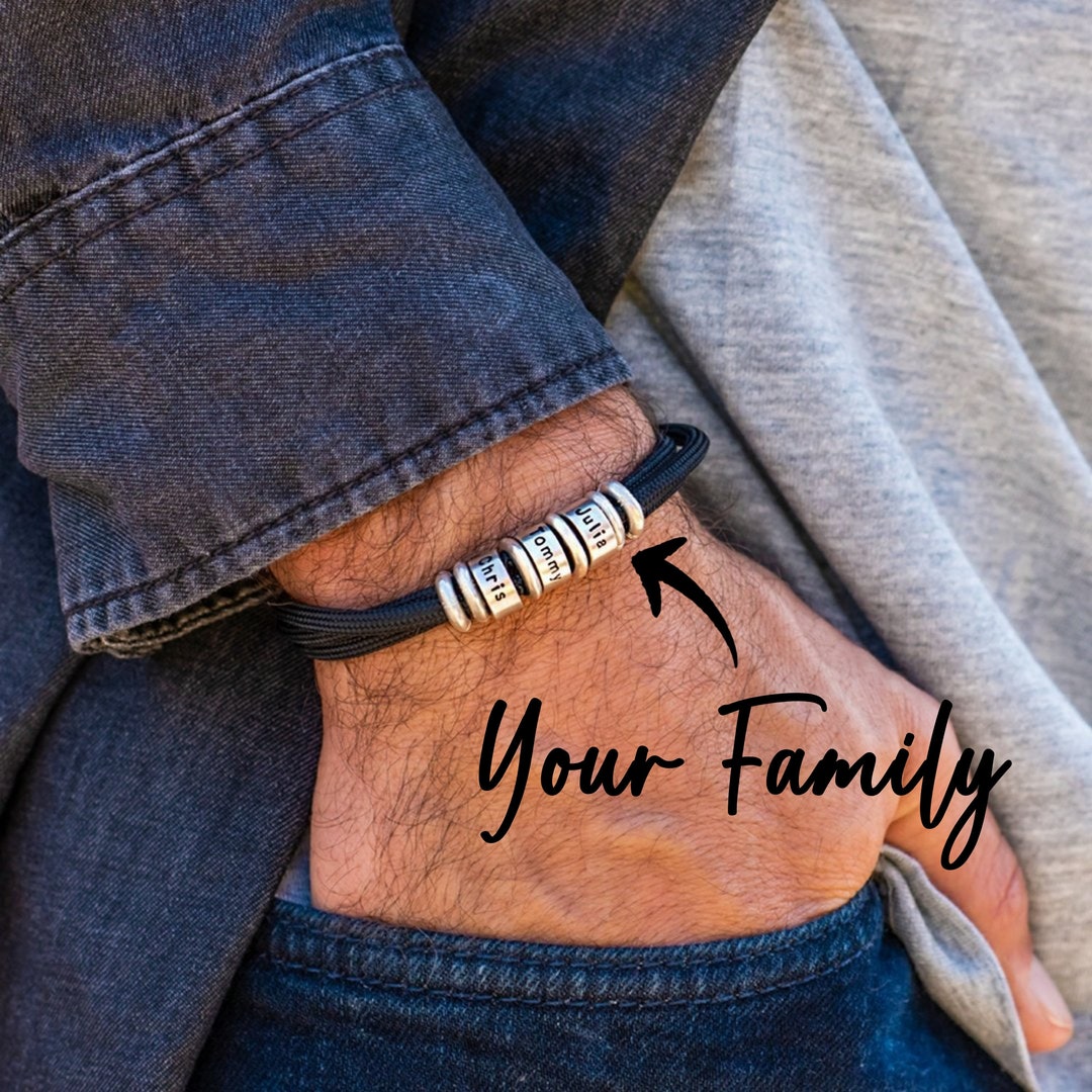 Custom Mens Bracelet With Kids Name, Gift for Dad, Husbands Gift ...