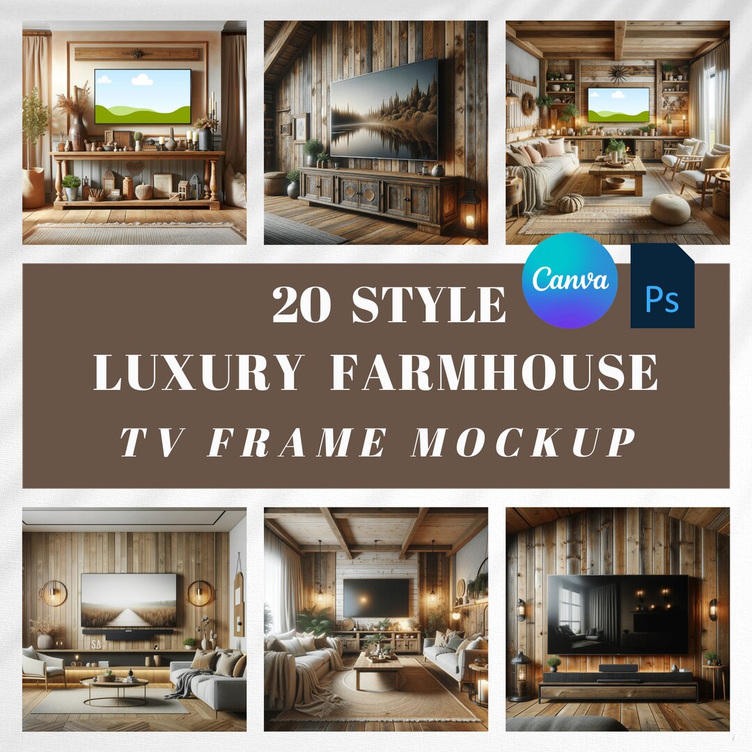Luxury Farmhouse Frame Mock Ups 20 Bundle Sale, Modern Frame TV Art ...