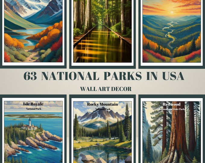 All 63 US National Parks Vintage Travel Posters Bundle, National Parks ...