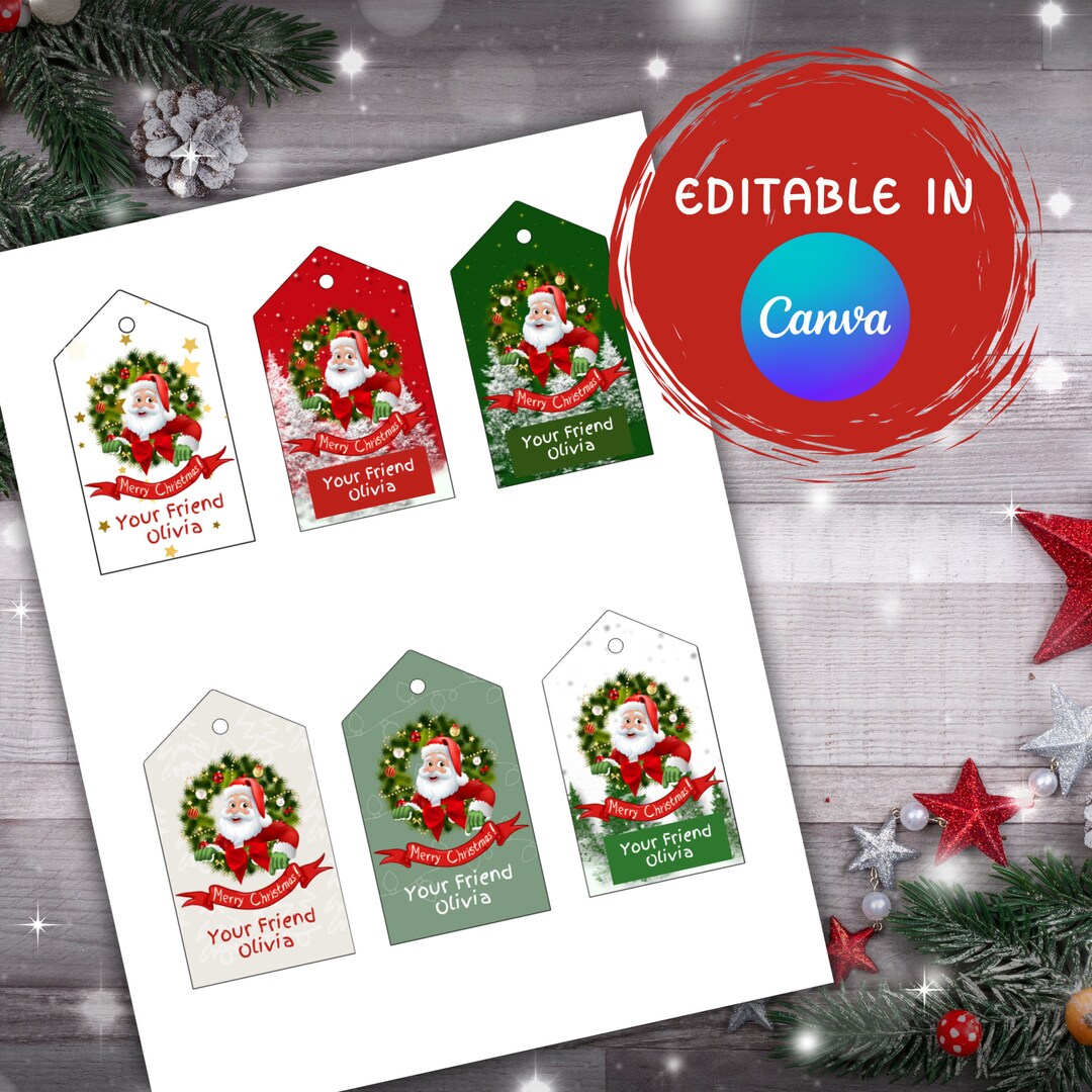 Editable Christmas Favor Tags, Holiday Classroom Gift Tags, Santa ...