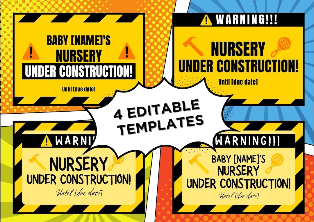Baby Nursery Under Construction Poster 8.5x11 - 4 Digital Editable ...