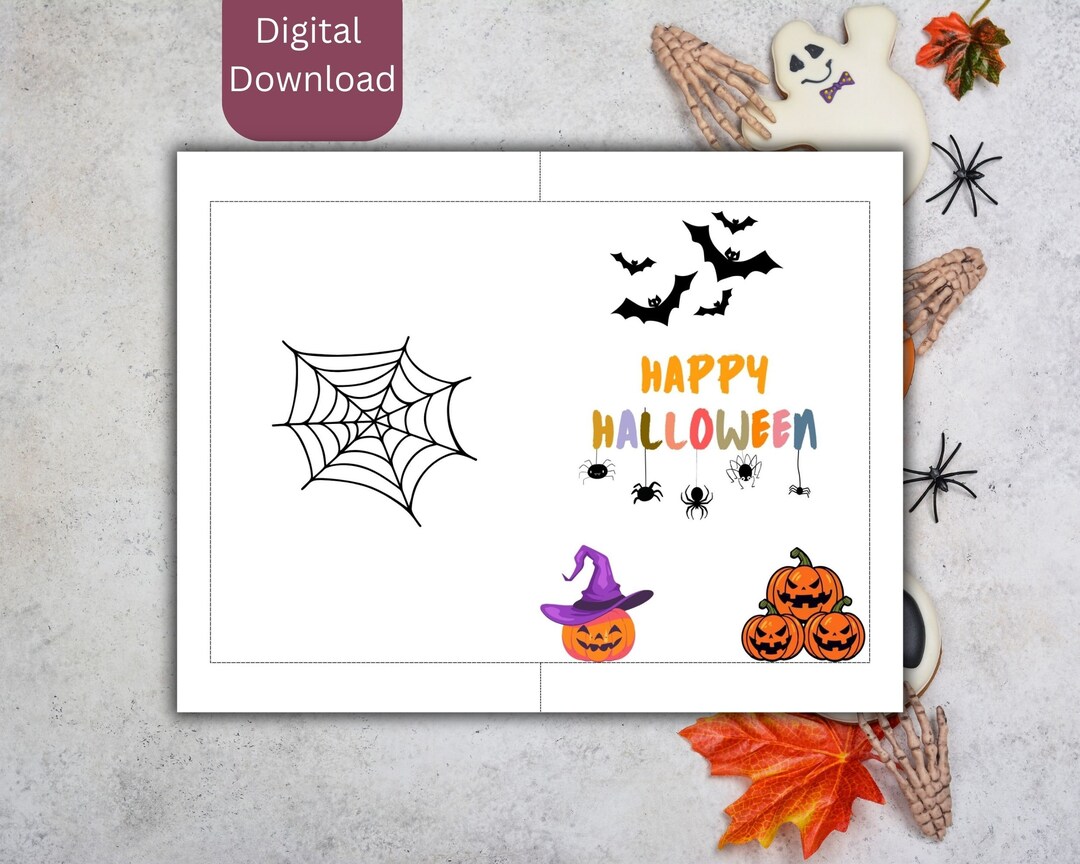 Printable Halloween Card Digital Halloween Card Happy - Etsy