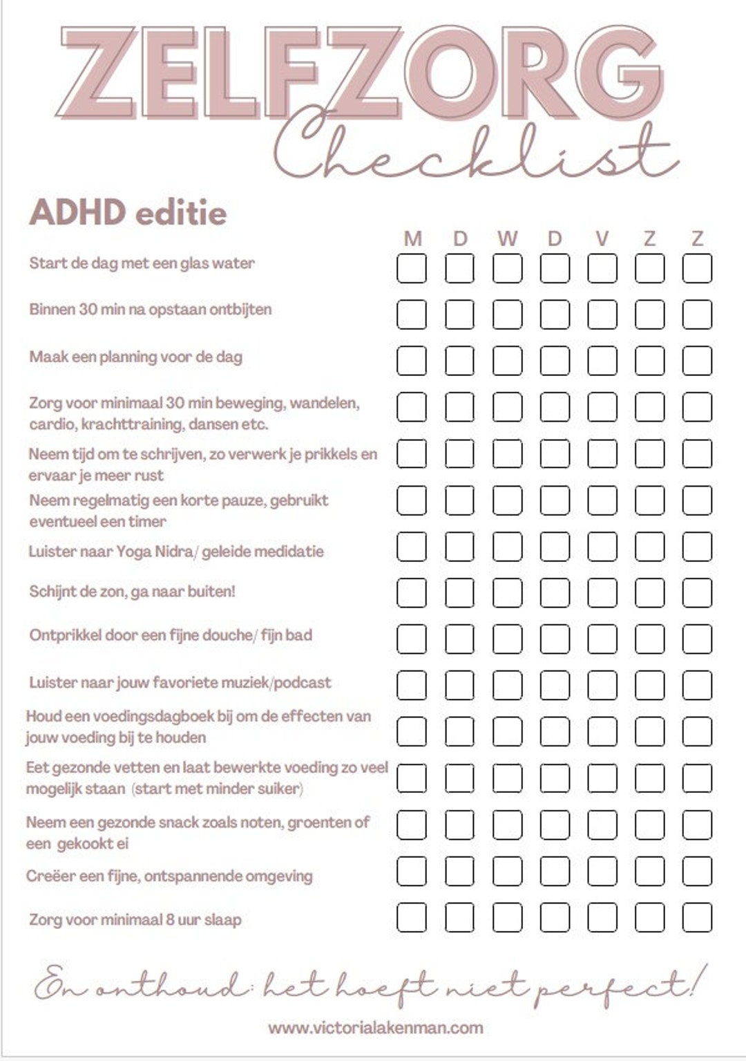 ADHD Self-care Checklist - Etsy
