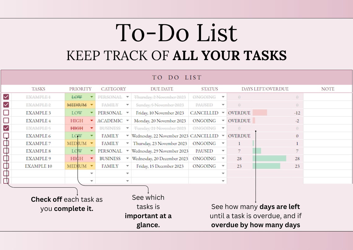 Task Tracker, Monthly Calendar, Annual Calendar | to Do List ...