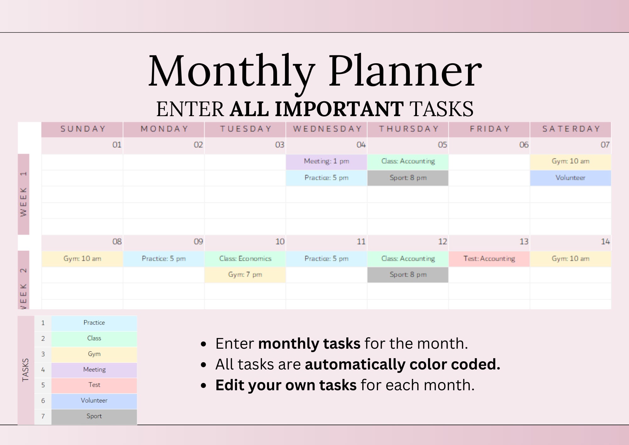 Task Tracker, Monthly Calendar, Annual Calendar to Do List Spreadsheet ...