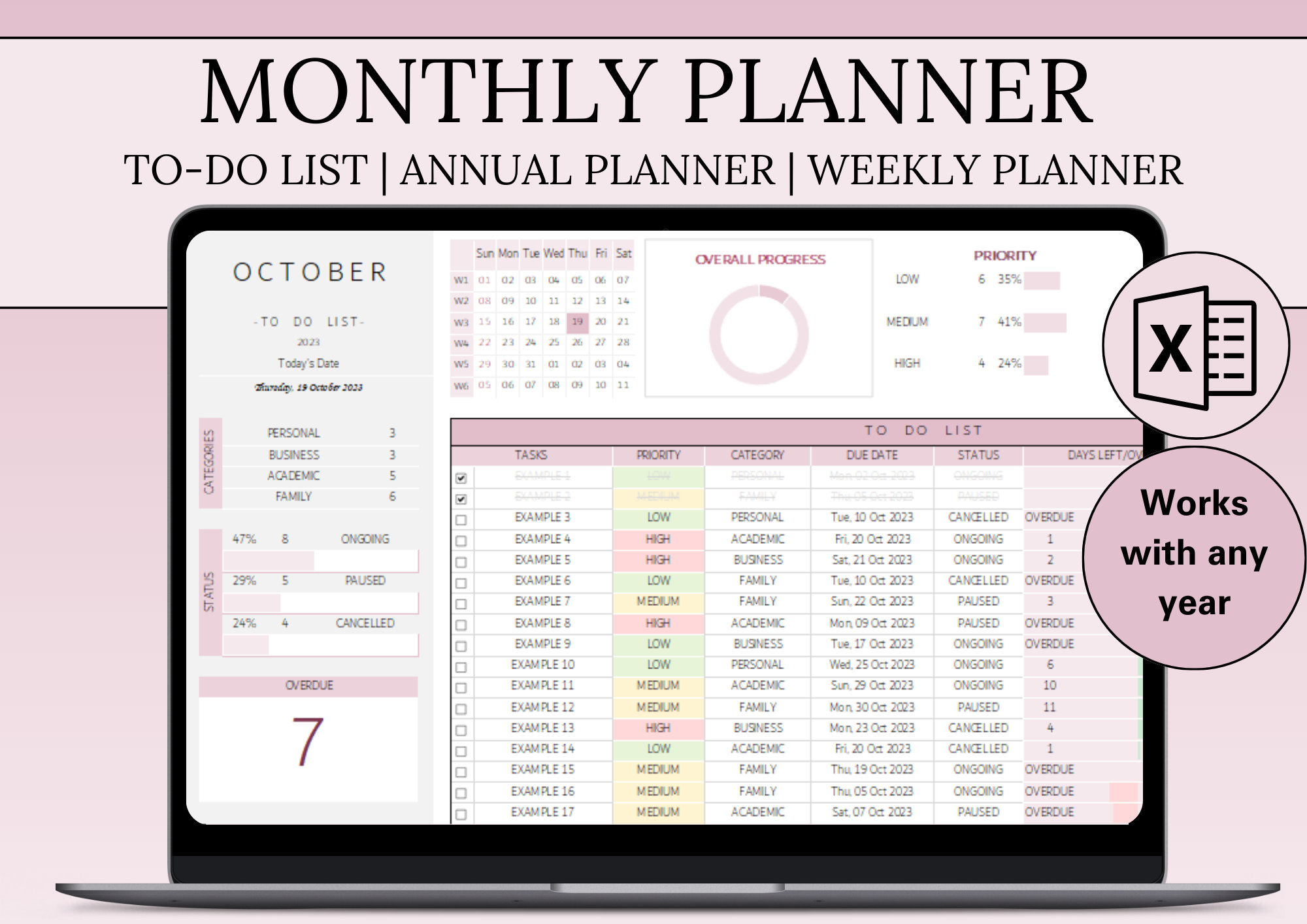 Task Tracker, Monthly Calendar, Annual Calendar | to Do List ...