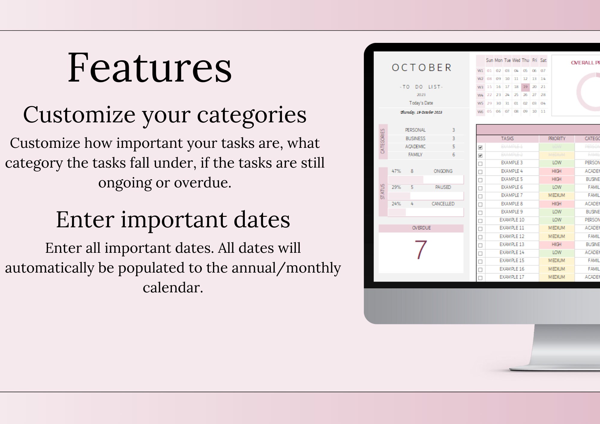 Task Tracker, Monthly Calendar, Annual Calendar | to Do List ...