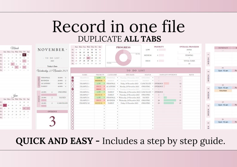 Task Tracker, Monthly Calendar, Annual Calendar | to Do List ...