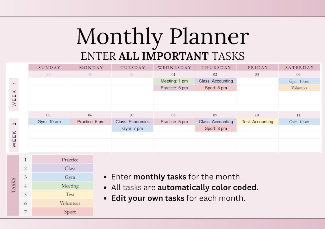 Task Tracker, Monthly Calendar, Annual Calendar | to Do List ...