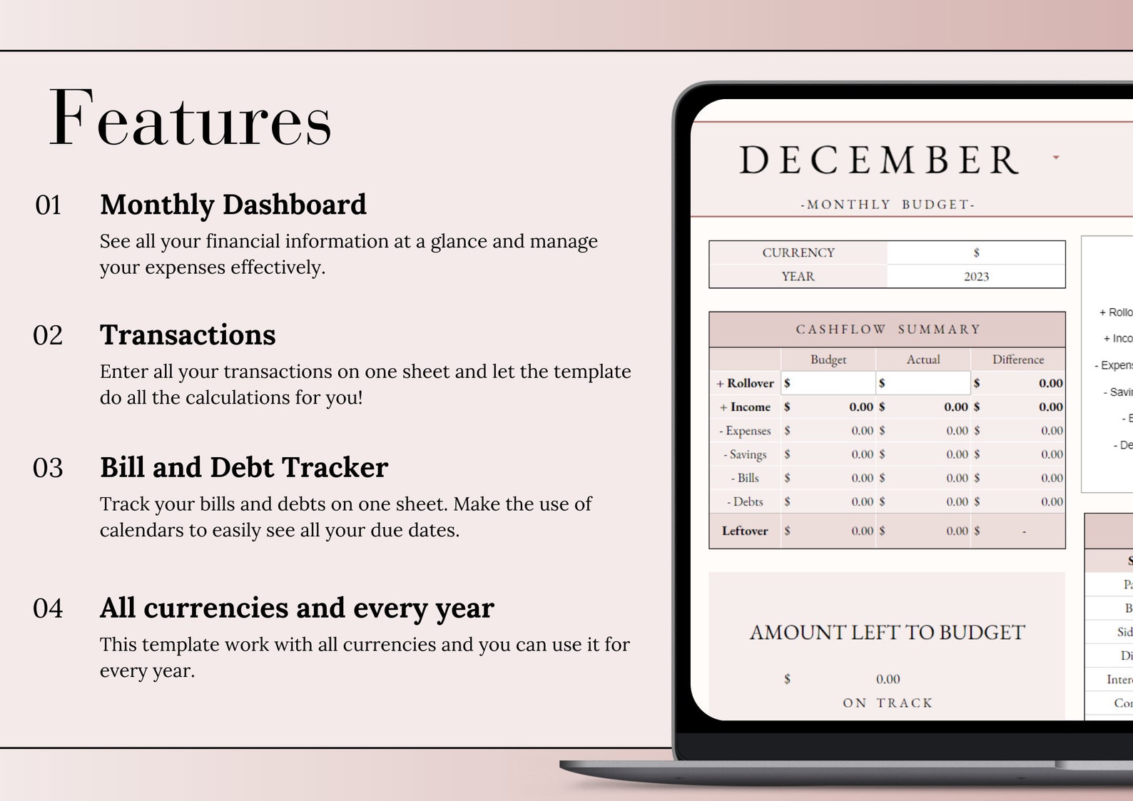 Simple Monthly Budget Template, Google Sheets, Income, Expenses, Debts ...