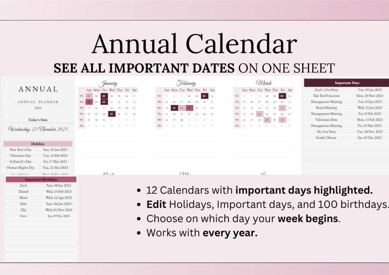 Task Tracker, Monthly Calendar, Annual Calendar | to Do List ...