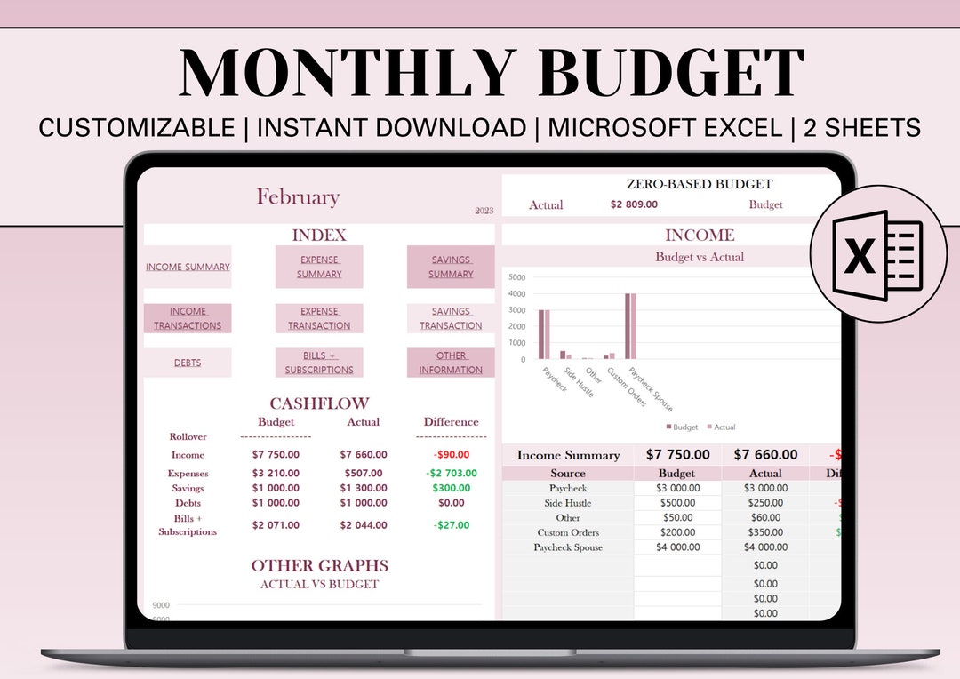 Monthly Budget Template, Microsoft Excel Budget Template, Income ...