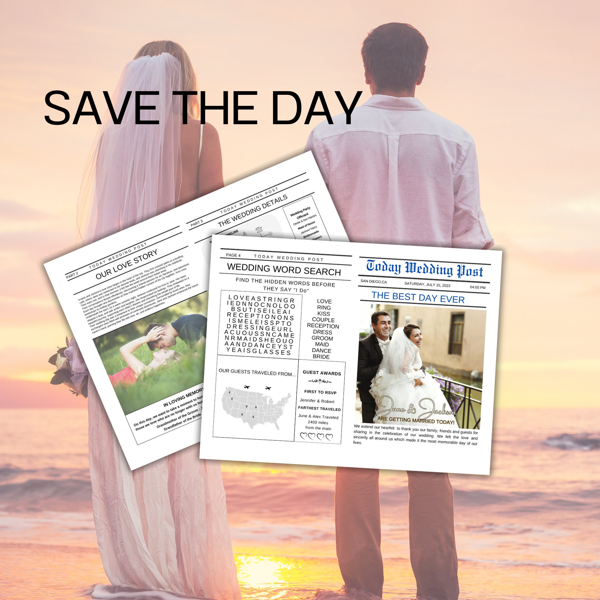 Newspaper Wedding Program, Printable Wedding Programs, Wedding Program ...