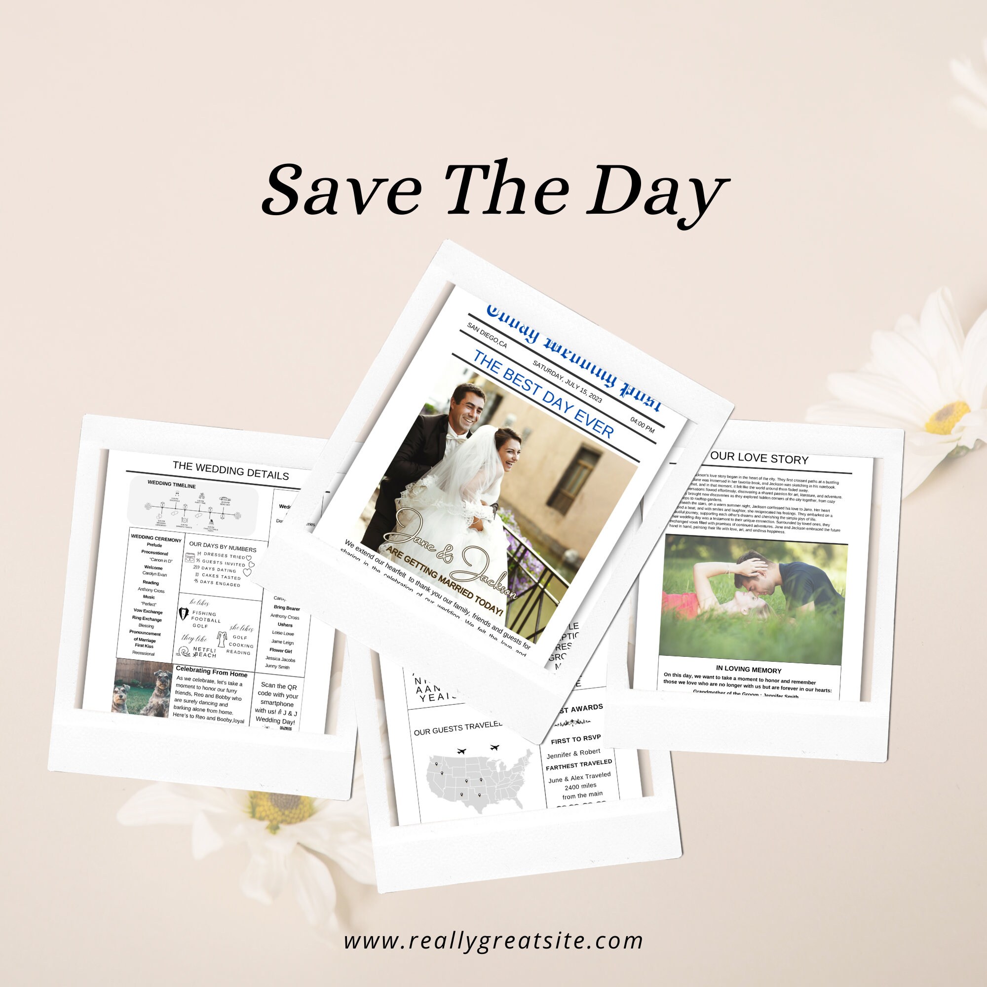 Newspaper Wedding Program, Printable Wedding Programs, Wedding Program ...