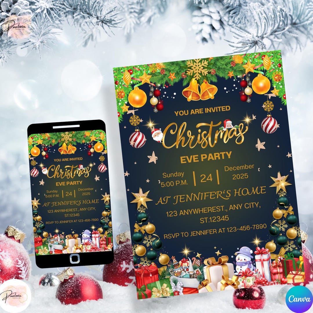 Editable Christmas Party Invitation, Christmas Party Holiday Party ...