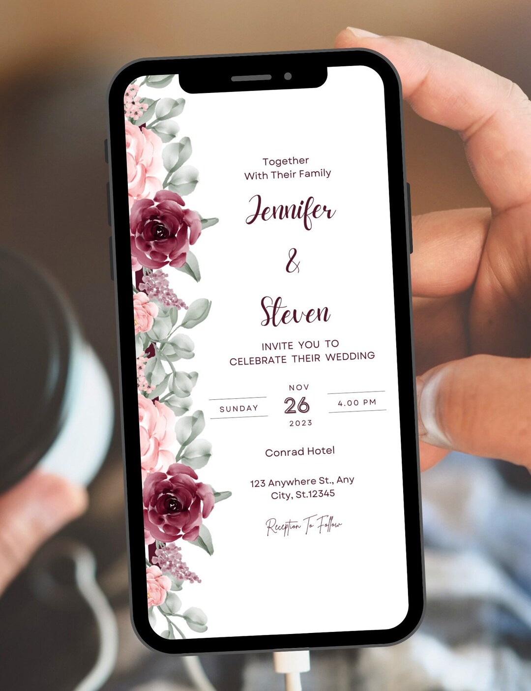 Digital Invitation, Electronic Wedding Invitation, We Do Floral Mobile ...