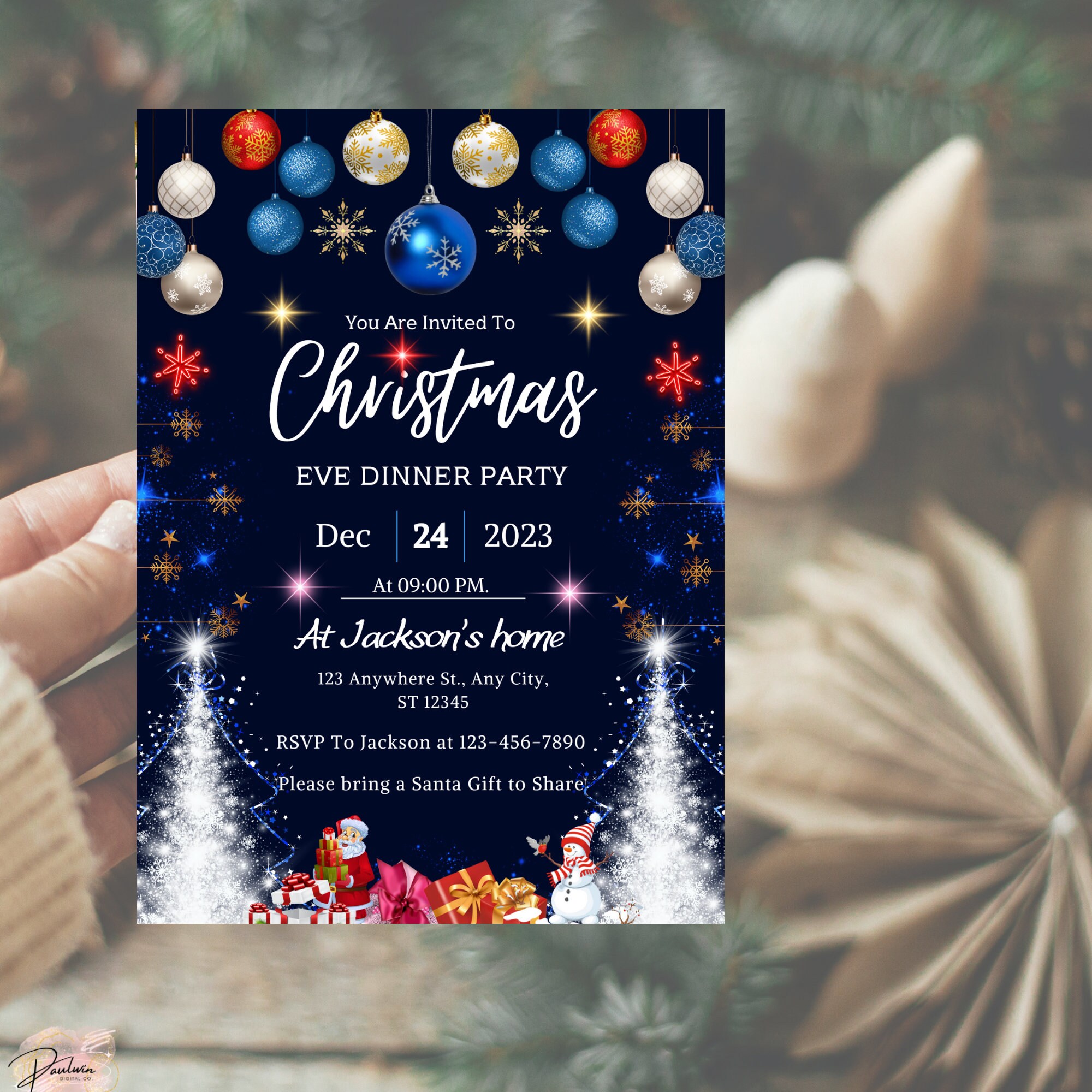 Editable Christmas Party Invitation, Christmas Party Printable Holiday ...