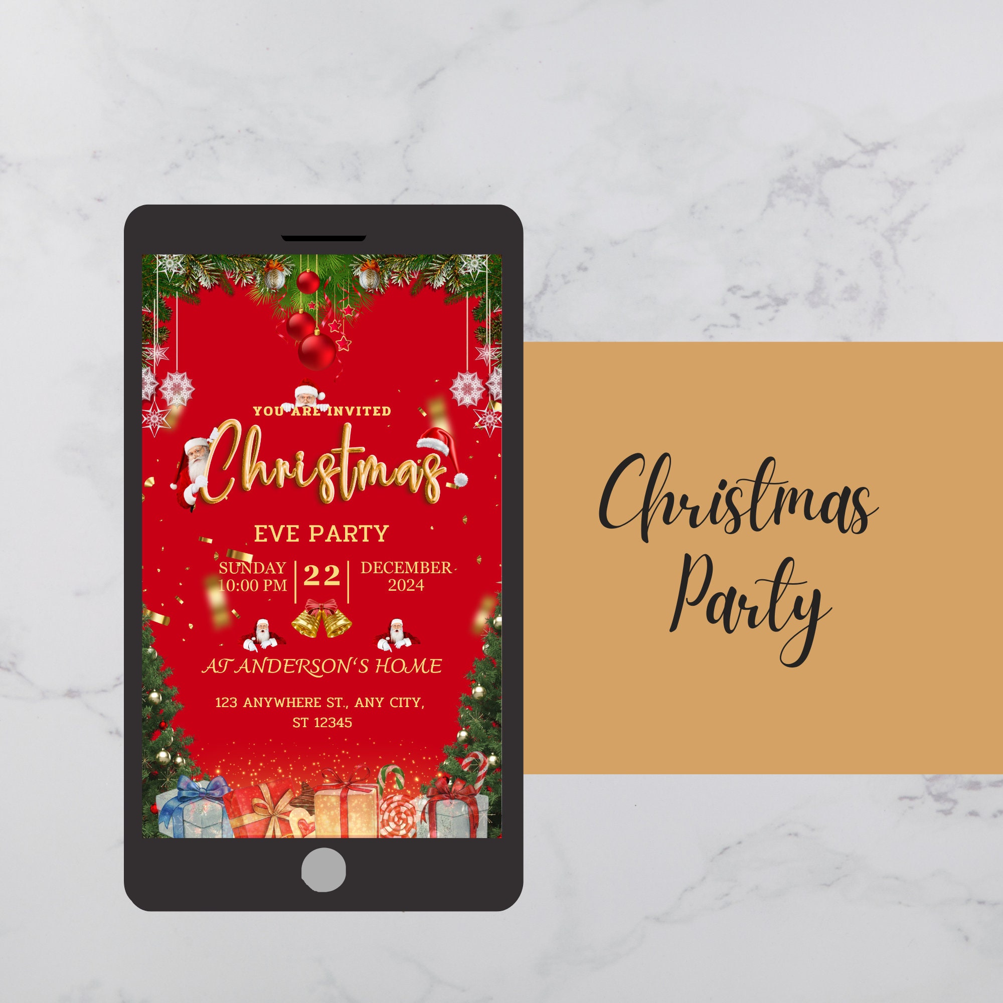 Editable Christmas Party Invitation, Christmas Party Invite, Christmas ...