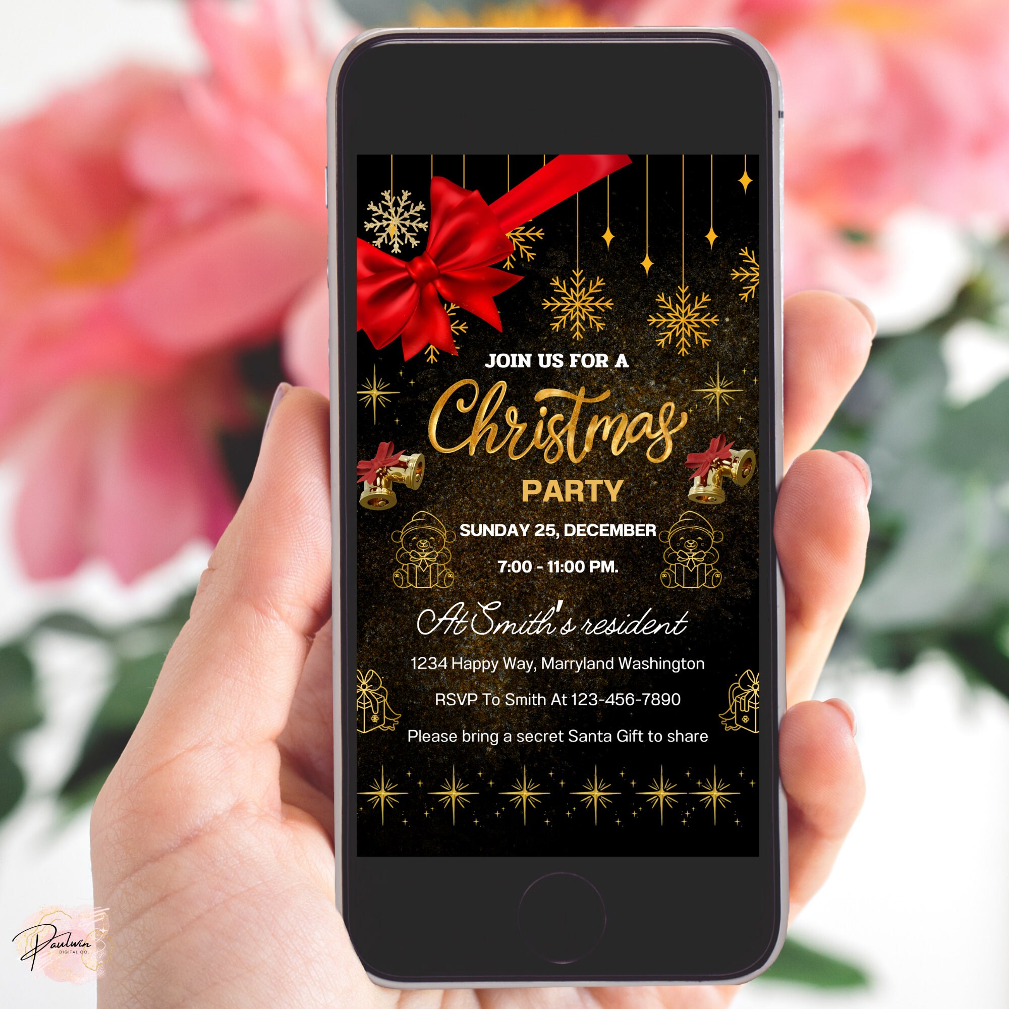 Editable Christmas Party Invitation: Festive Holiday Design (digital ...