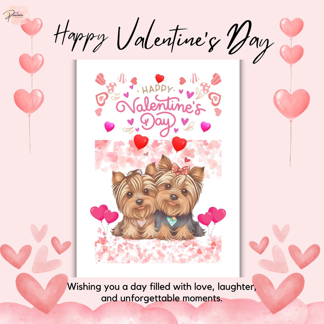 Puppy Valentine Card – Two Dogs, Printable Valentine Gift (PDF) - Etsy