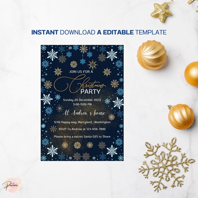 Editable Christmas Party Invitation Template (digital Download) - Etsy