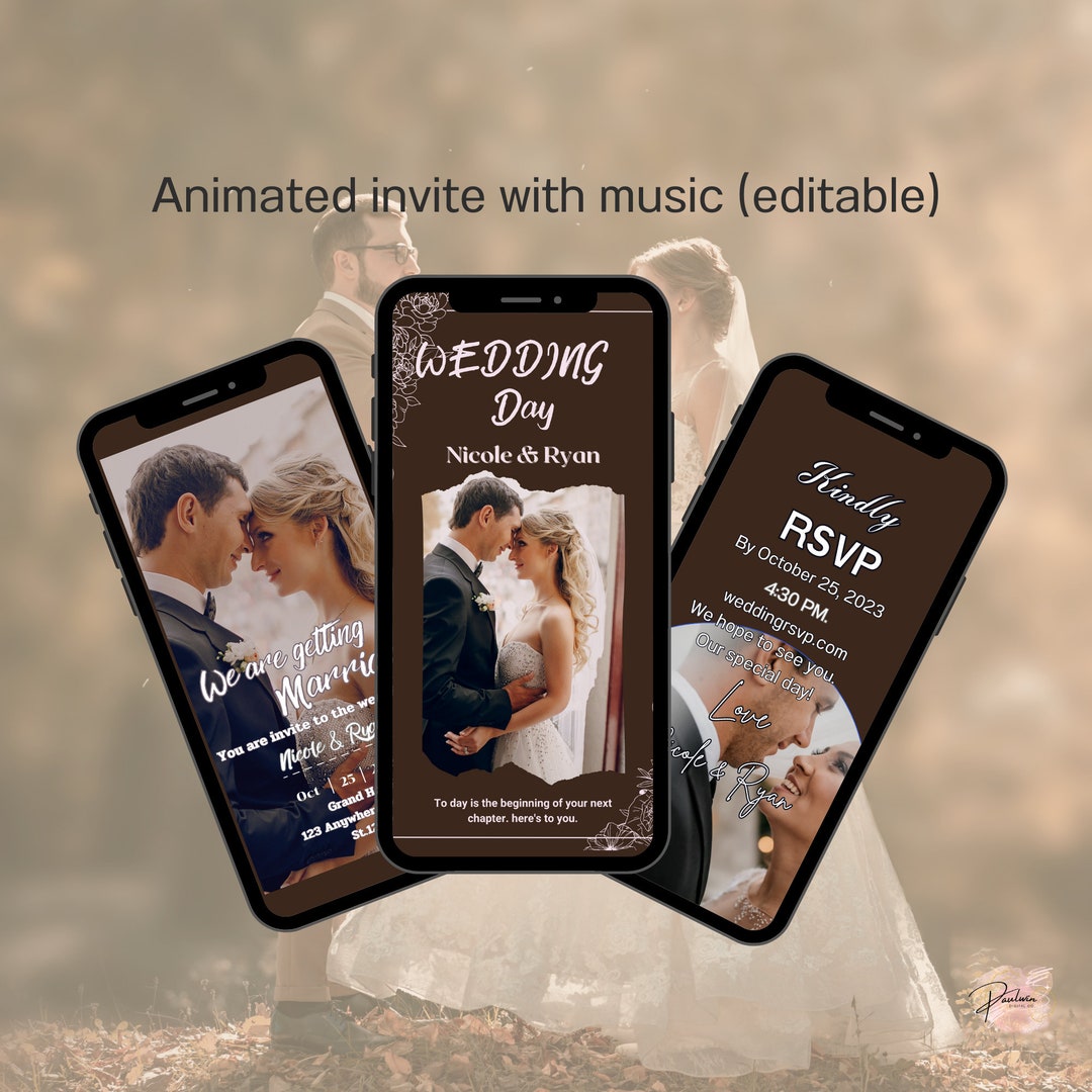 Digital Wedding Invitation, Wedding Invitation Template, Modern Wedding ...