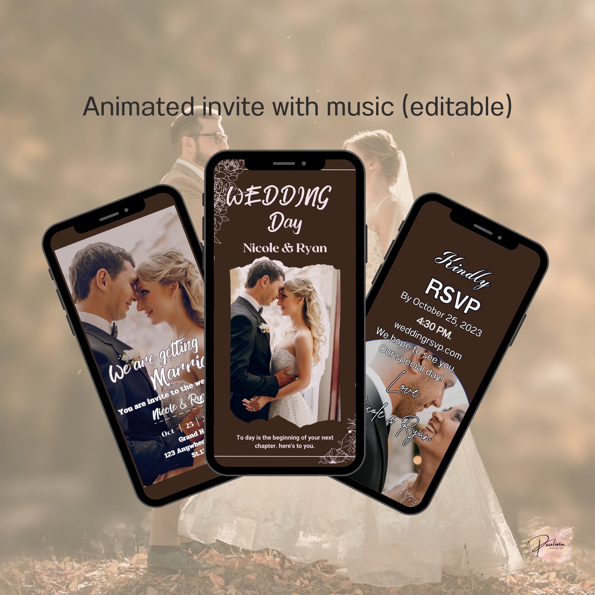 Digital Wedding Invitation, Wedding Invitation Template, Modern Wedding ...