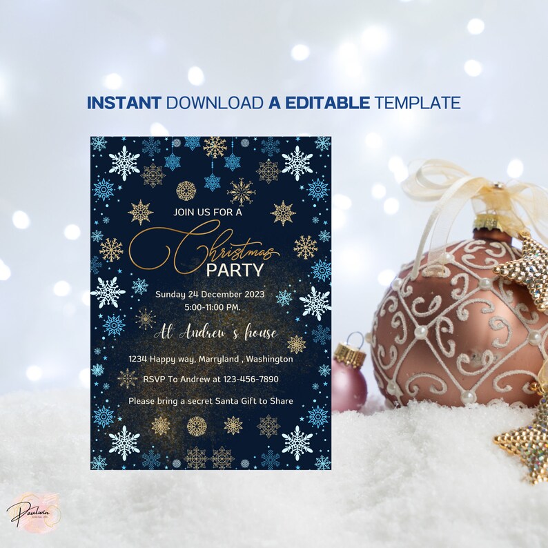 Editable Christmas Party Invitation Template (digital Download) - Etsy