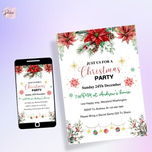 Editable Christmas Party Invitation: Festive Holiday Template (digital ...