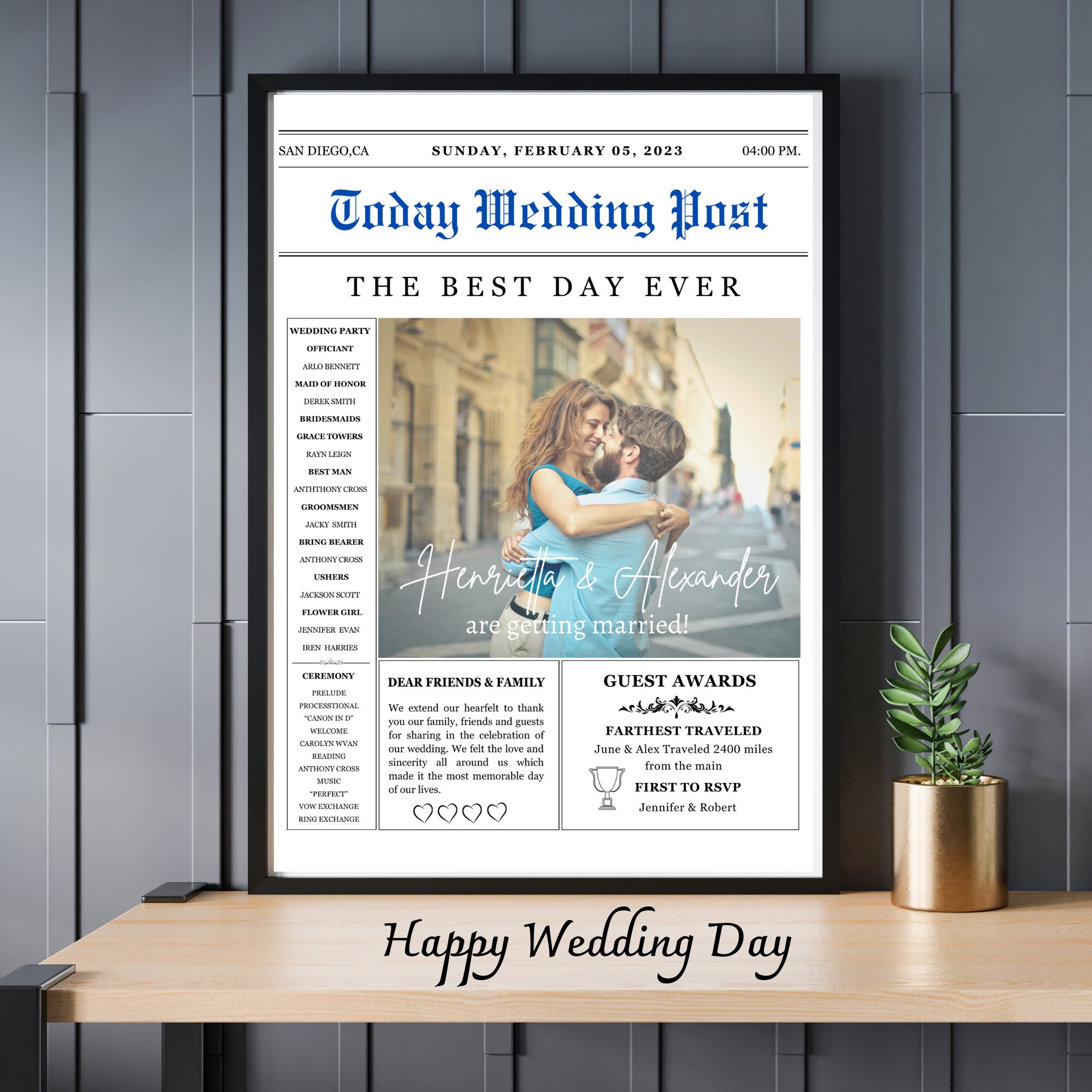 Newspaper Wedding Template, Wedding Timeline Editable, DIY Newspaper ...