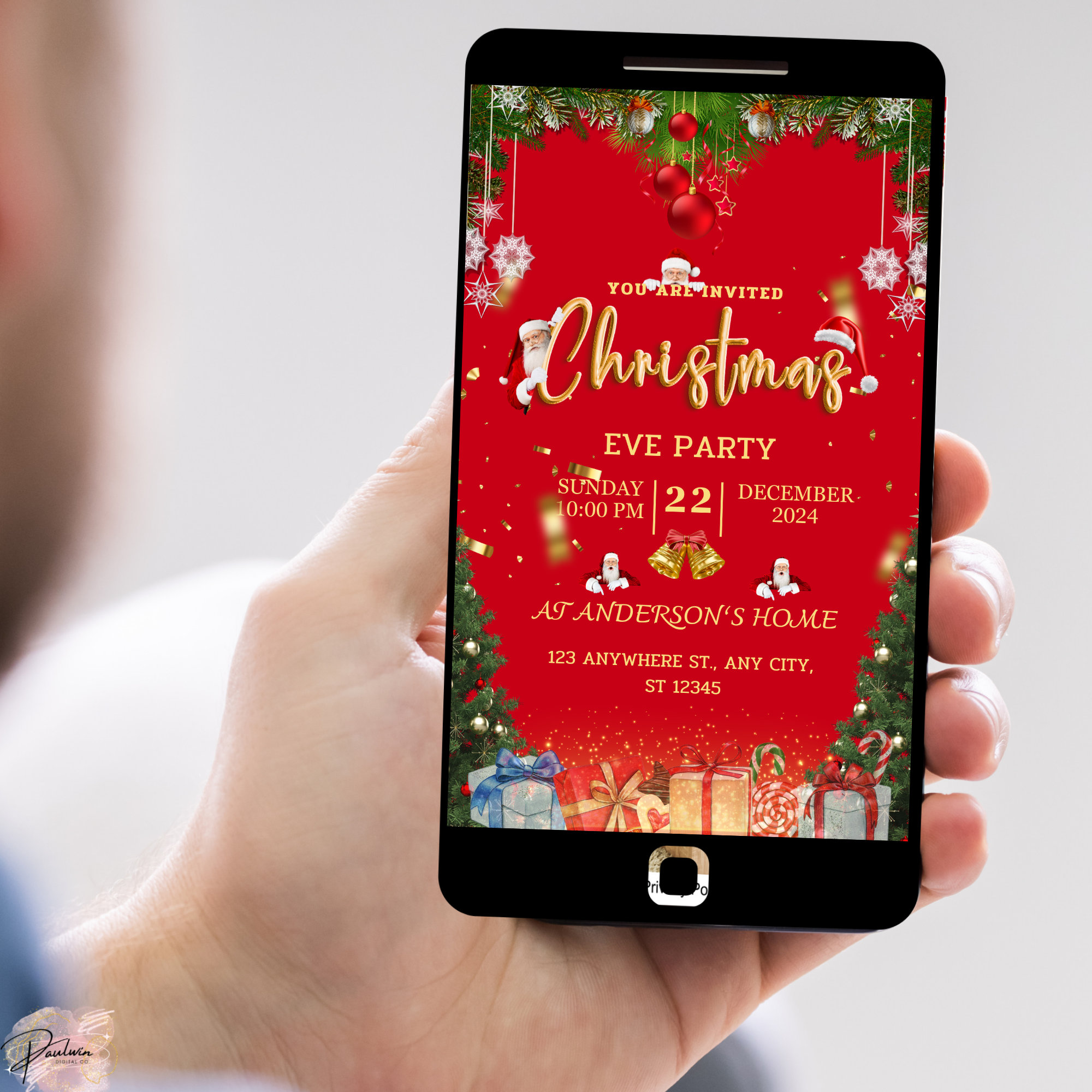 Editable Christmas Party Invitation, Christmas Party Invite, Christmas ...