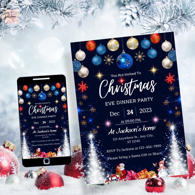 Editable Christmas Party Invitation, Christmas Party Printable Holiday ...