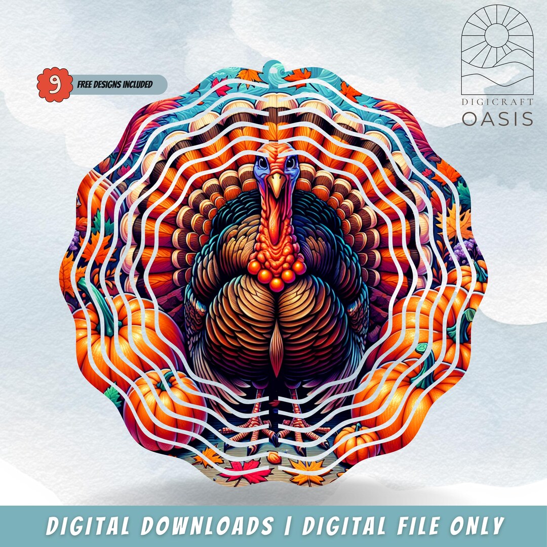 Turkey Wind Spinner PNG File Design, Fall Garden Decor, Thanksgiving ...