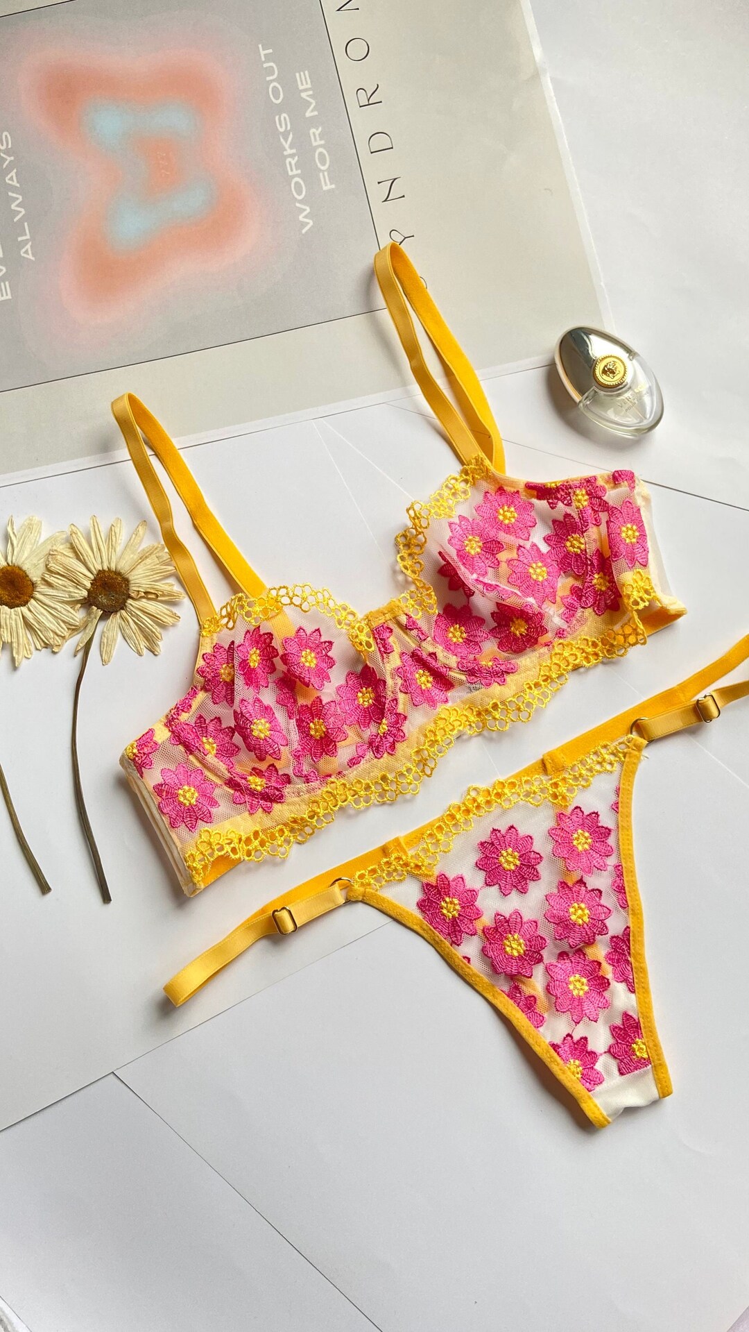 Embroidered Lingerie, Lace Bra and Panty Set, Lingerie Set, Lace ...