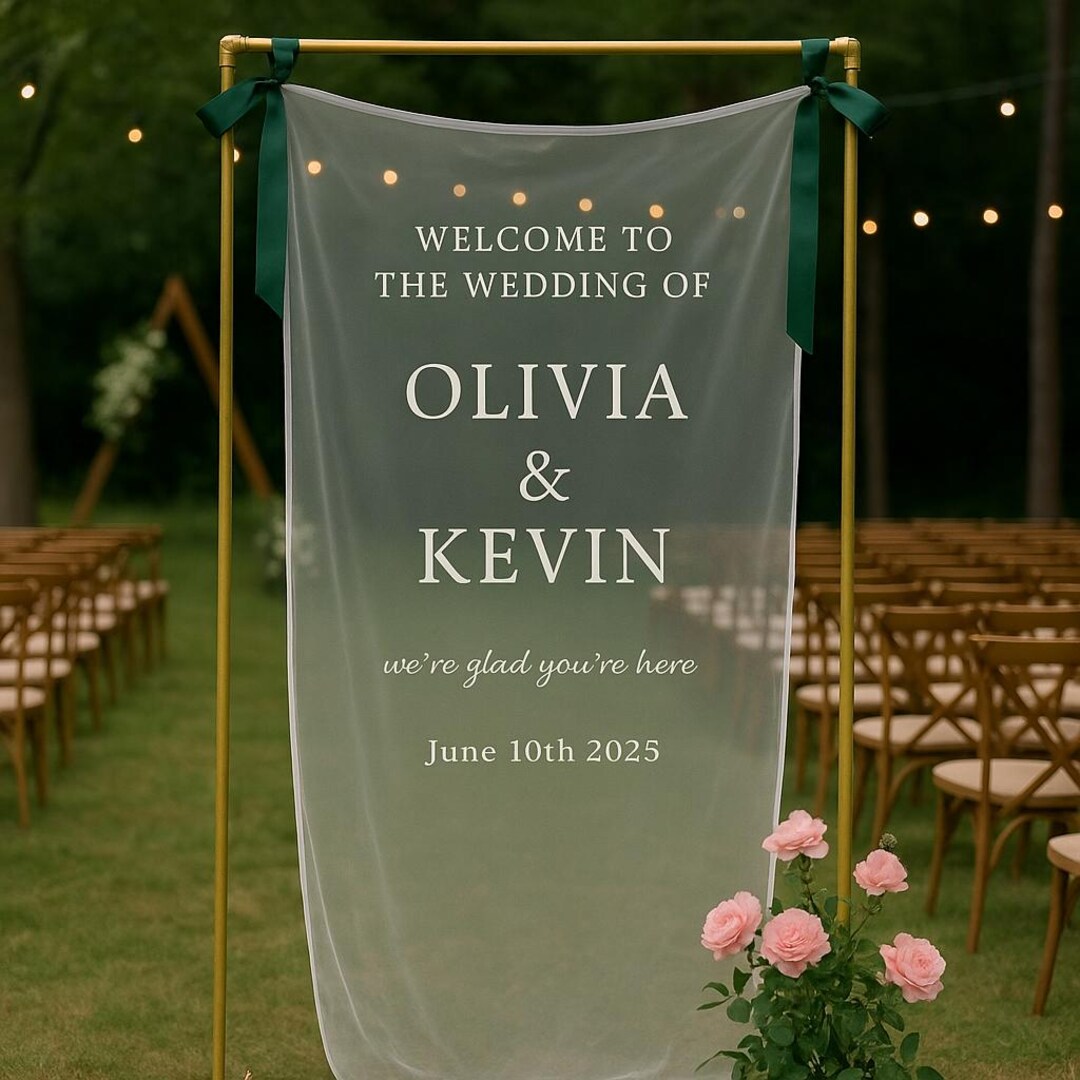 Clear Fabric Wedding Welcome Banner, Personalized Wedding Welcome Sign ...