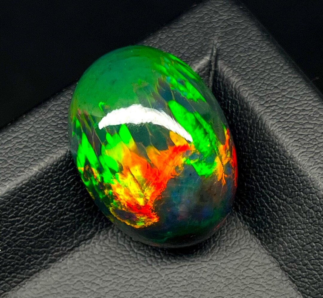 26.10ct Top Grade Black Opal, Bright Black Rainbow Fire Welo Opal ...