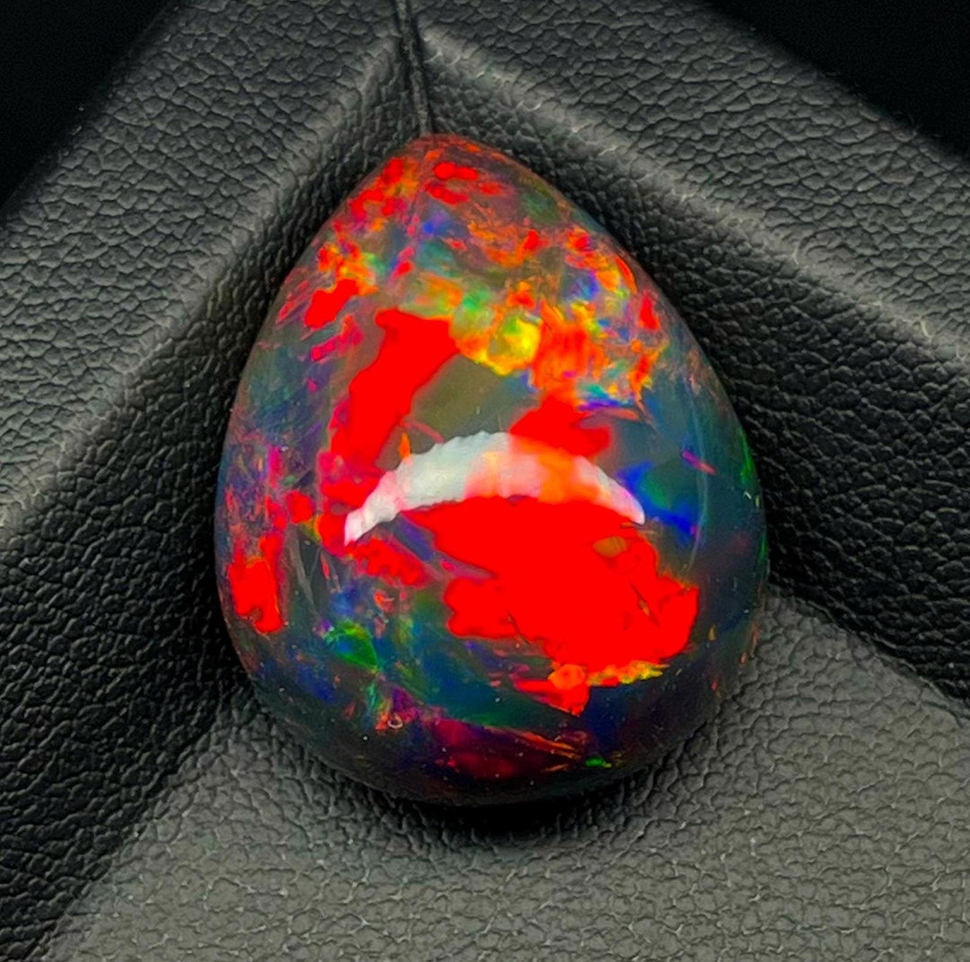 AAA Natural Dark Opal Stone, Red Fire Opal Pear, Rainbow Fire Opal ...