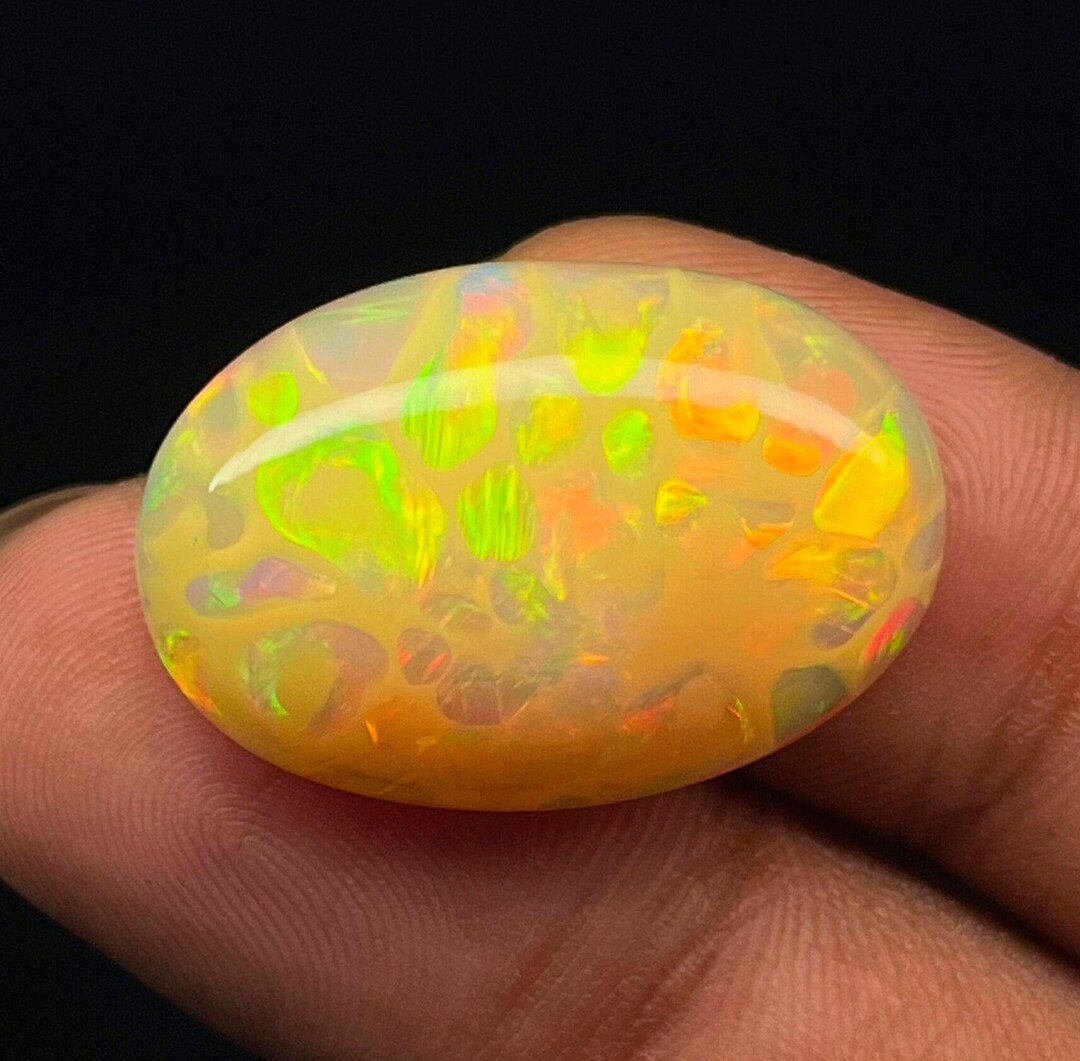 Leopard Skin Fire Natural Ethiopian Opal Multi Fire Big Size Opal Oval ...