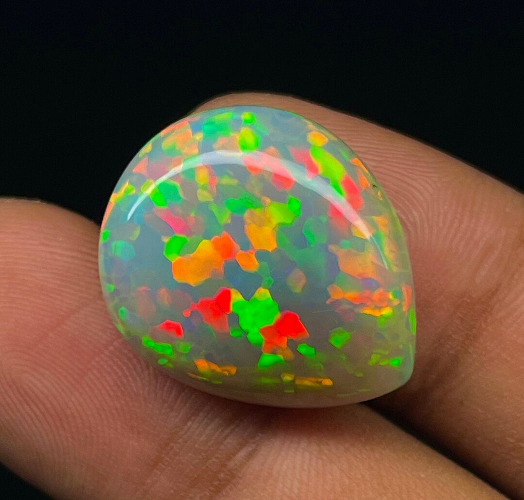Natural Grey Ethiopian Opal Rare Opal Cabochon Multi Fire Opal Gemstone ...