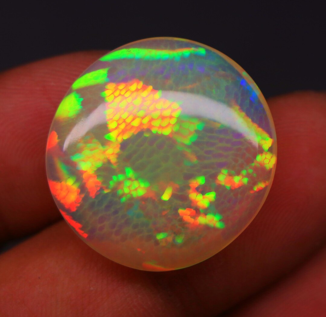 24.90ct Honeycomb Opal, Big Size Natural Ethiopian Opal, Round Shape ...