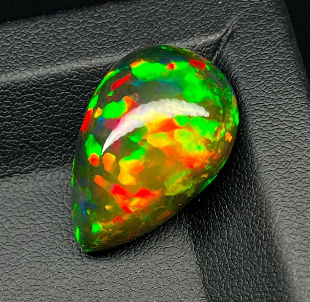 Pin Fire Black Opal Gemstone, AAA Black Opal Cabochon, Multi Fire Opal ...