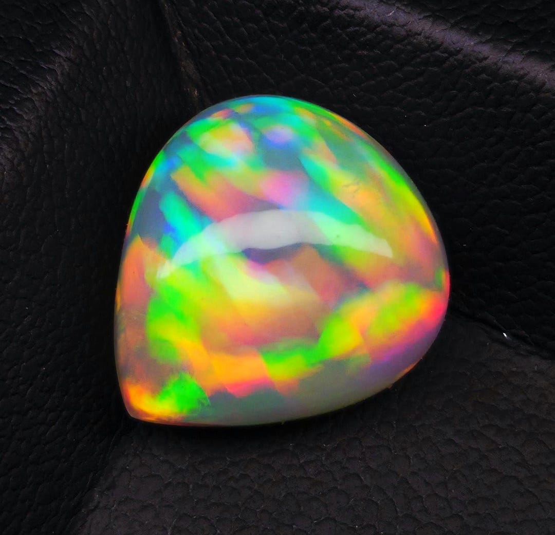 Natural Rainbow Fire Ethiopian Opal Cabochon, Multi Fire Opal Pear ...