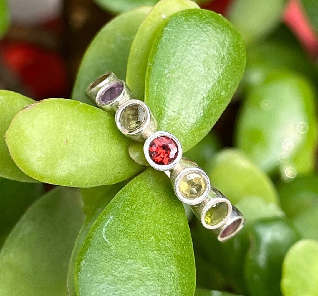 Dainty Multi Tourmaline Ring - Multi Tourmaline Silver Ring - 925 ...