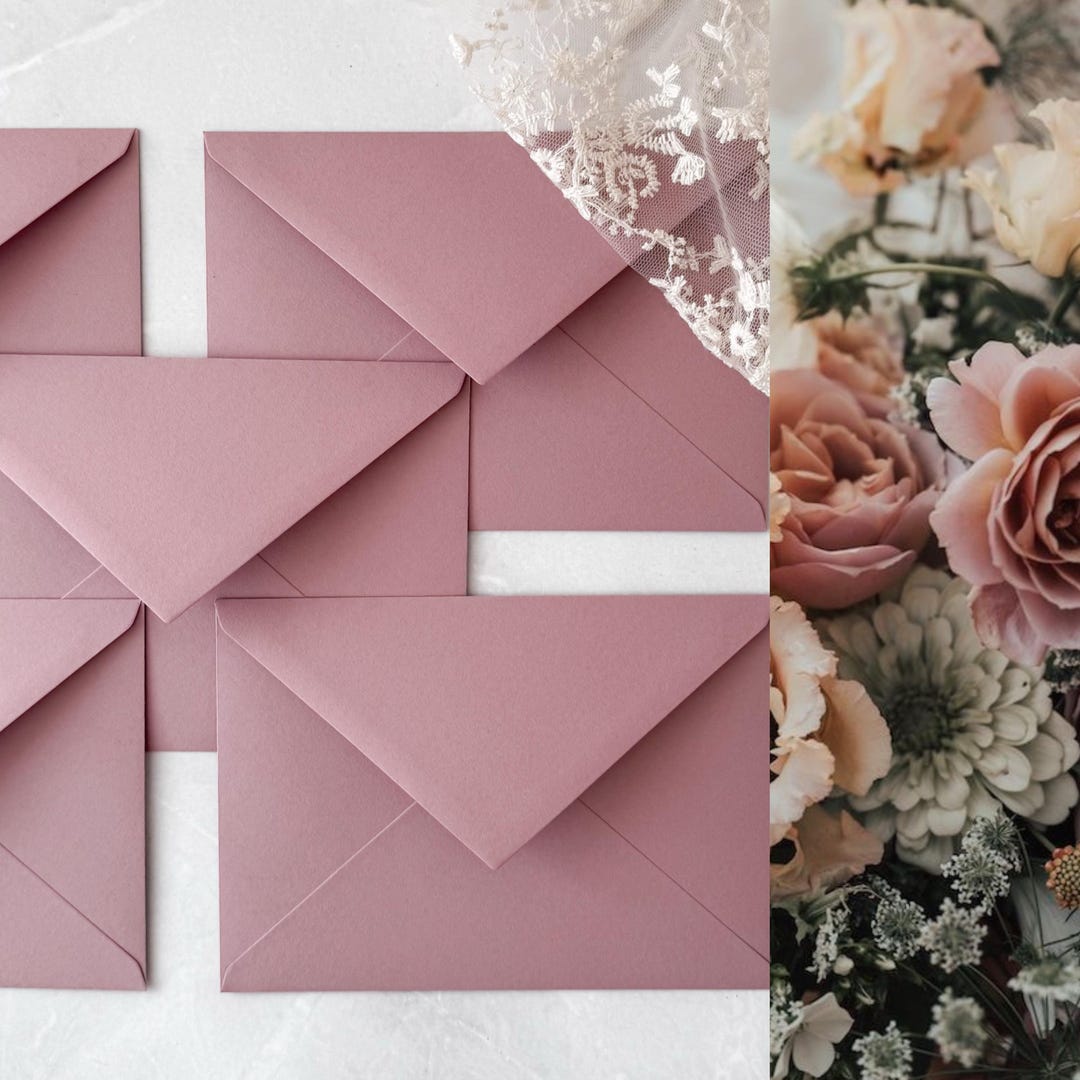 Dusty Pink Wedding Envelope Vintage Pink Wedding Accessories Fall ...