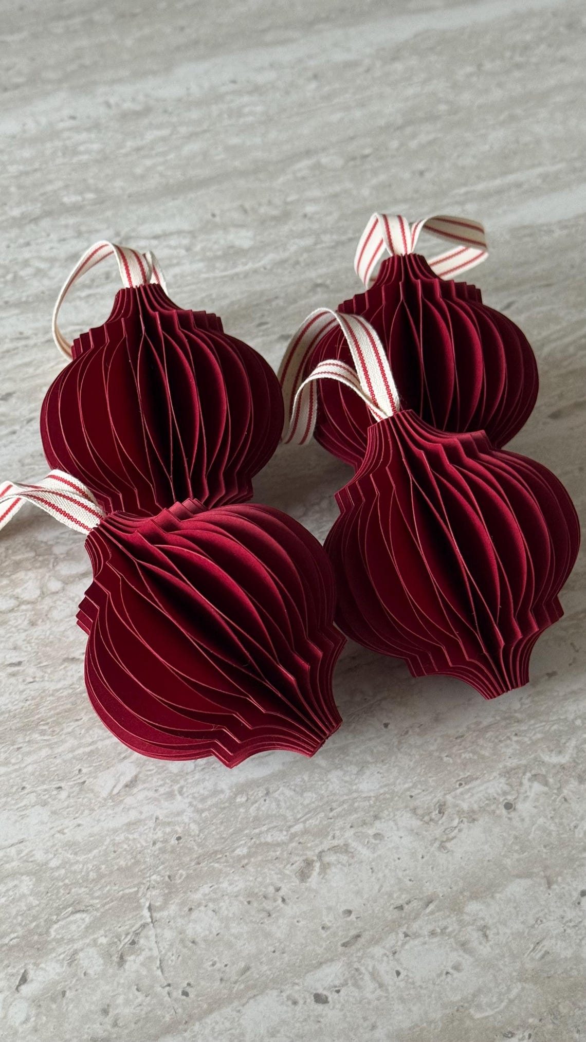 Burgundy Paper Christmas Ornament, Scandi Bauble Decoration - Etsy