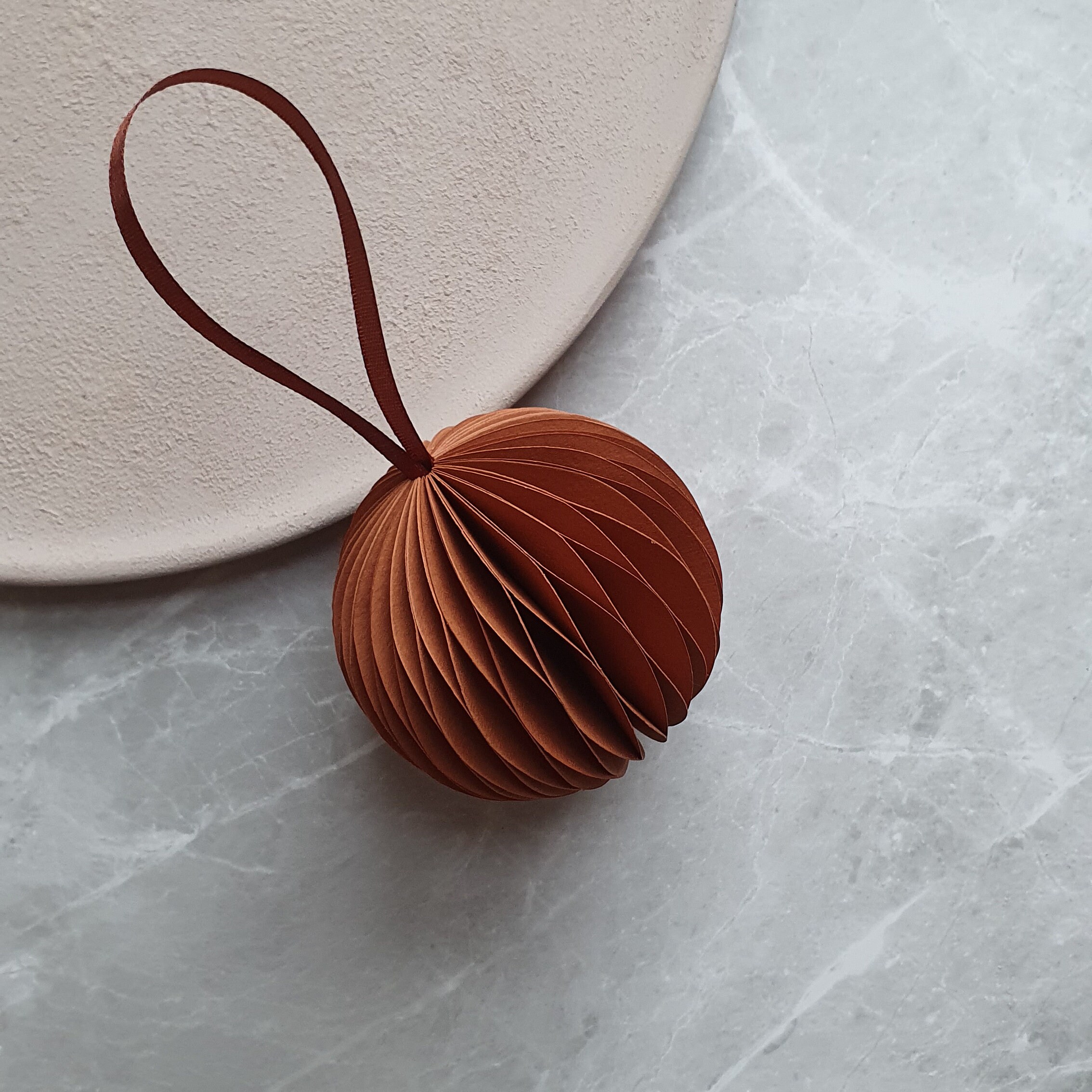 Christmas Ornaments, Paper Baubles, Burnt Orange Scandi Decoration ...