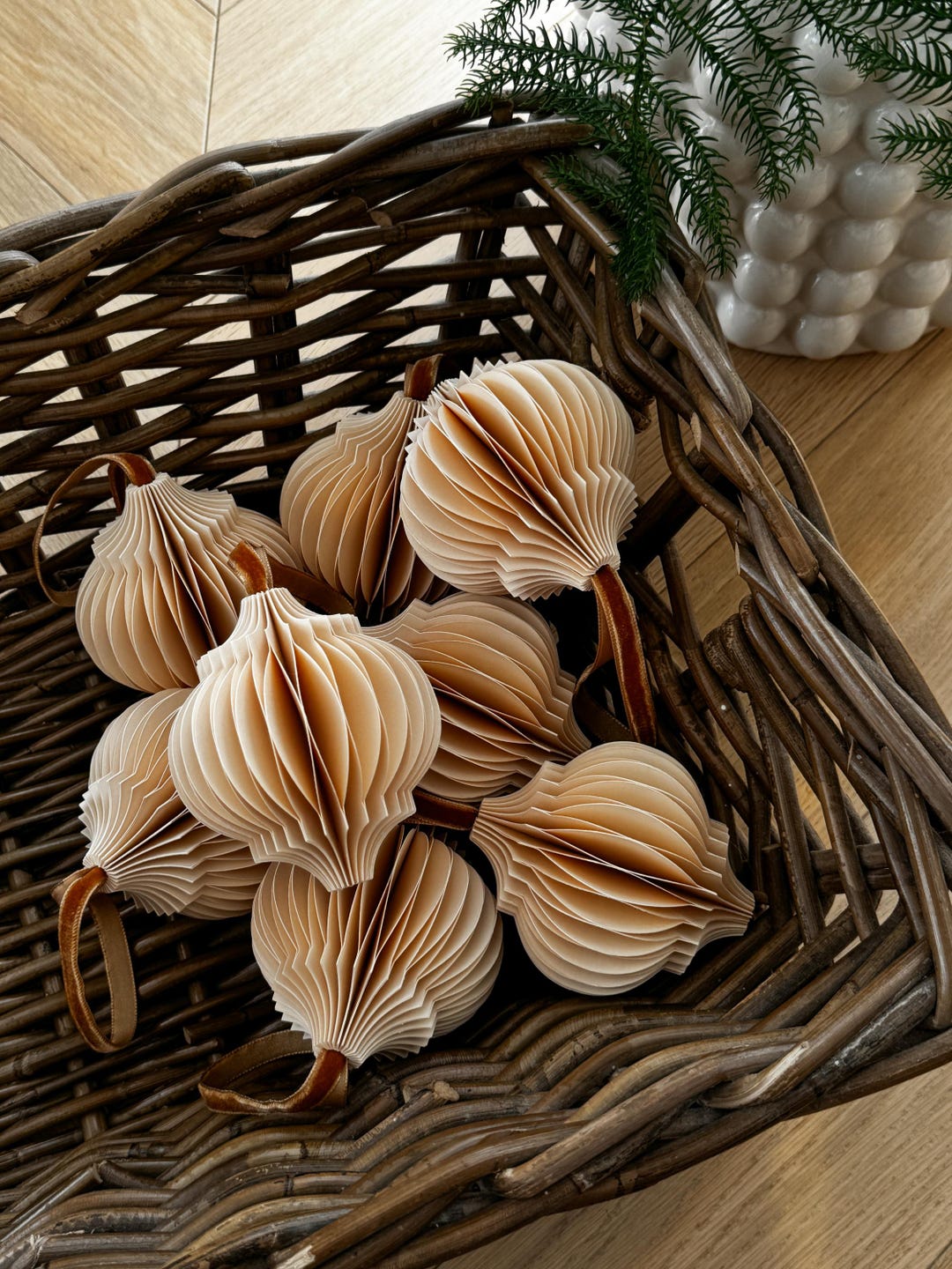 Christmas Cream Ornaments, Vanilla Paper Baubles, Eco Christms Gift ...